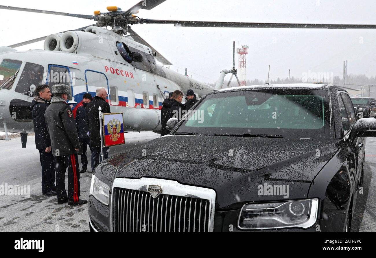 February 4, 2020. - Russia, Vologda Region, Cherepovets. - An Aurus ...
