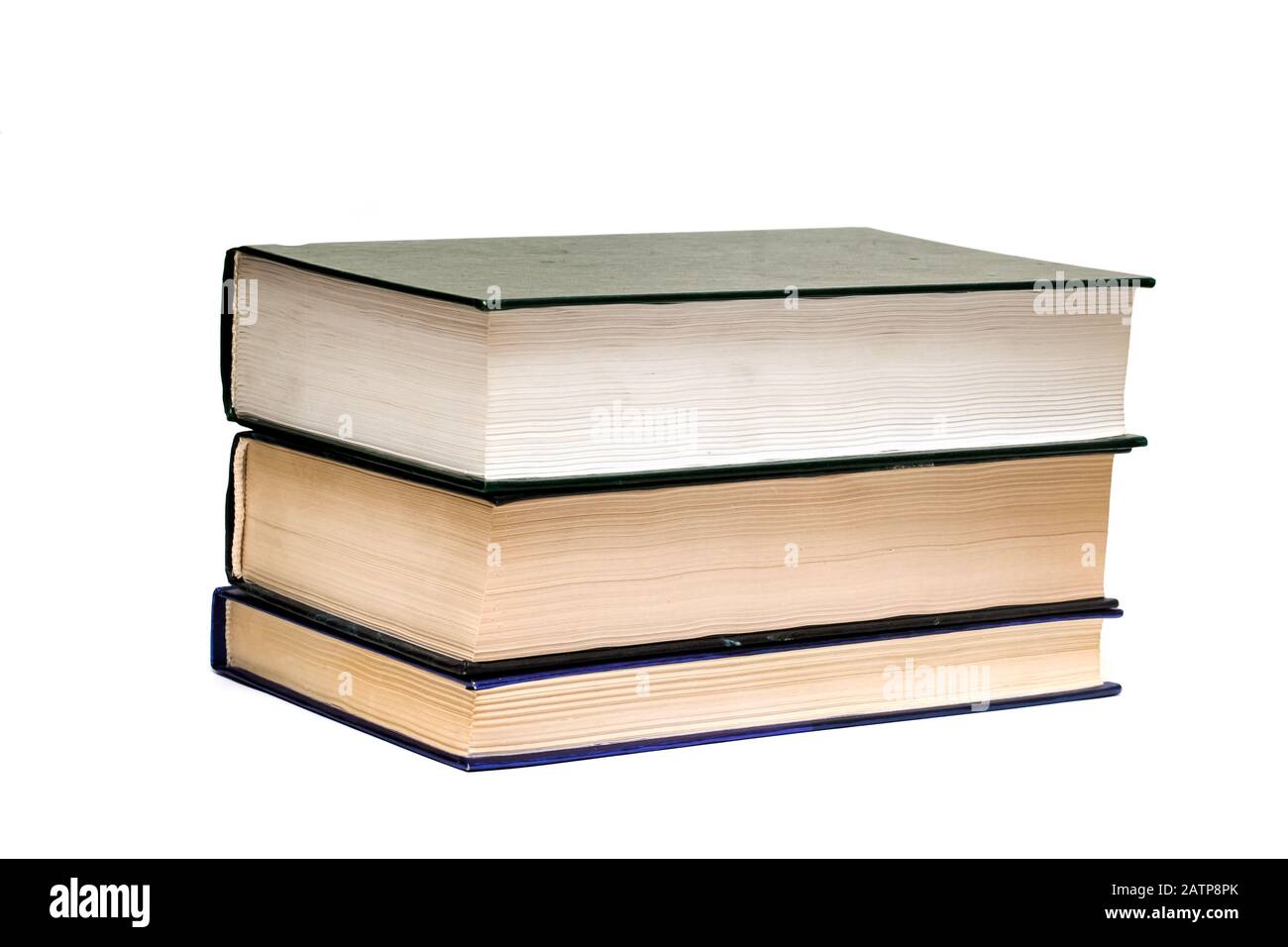 Stack of three, books isolated on white background Stock Photo - Alamy