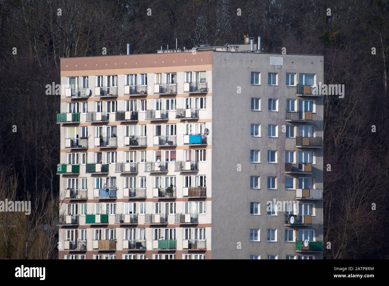 Communist era apartment buildings in Gdynia, Poland. February 3rd 2020 ...