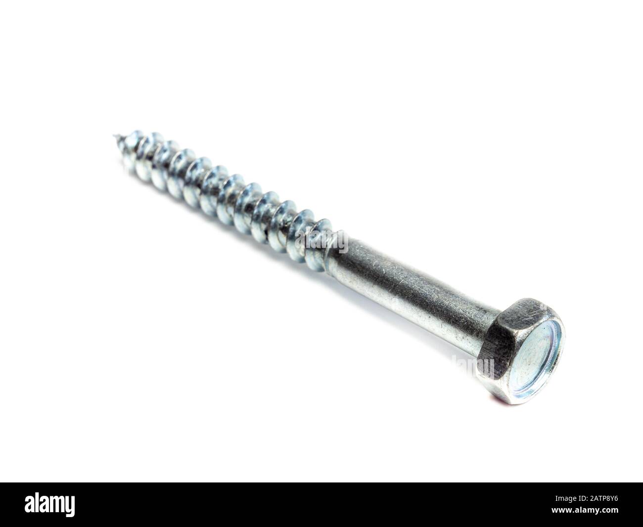 Large steel screw on white background Stock Photo - Alamy