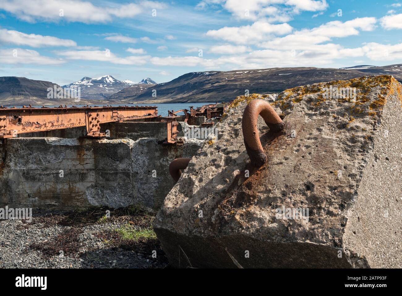Hvalfjörður, Iceland. The remains of a World War II British naval base ...