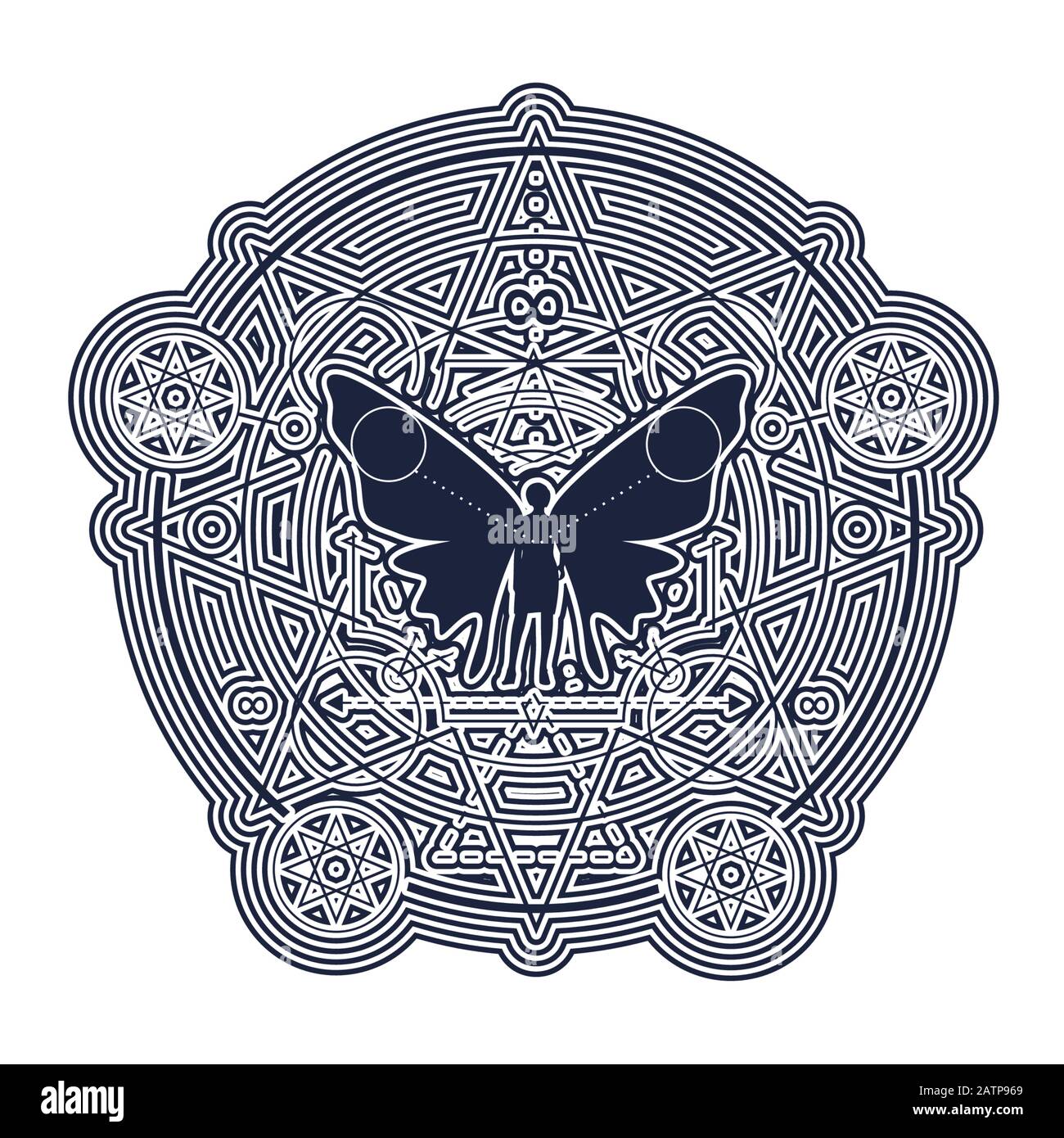 Esoteric butterfly mystic tattoo Stock Vector Images - Alamy