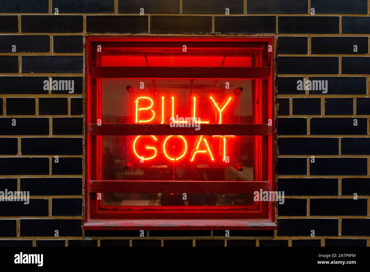 Chicago, USA - December 30, 2018: Sign outside the original Billy Goat ...