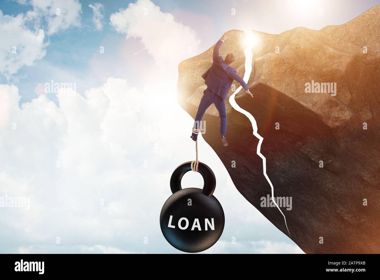 The concept of debt and load with businessman Stock Photo - Alamy