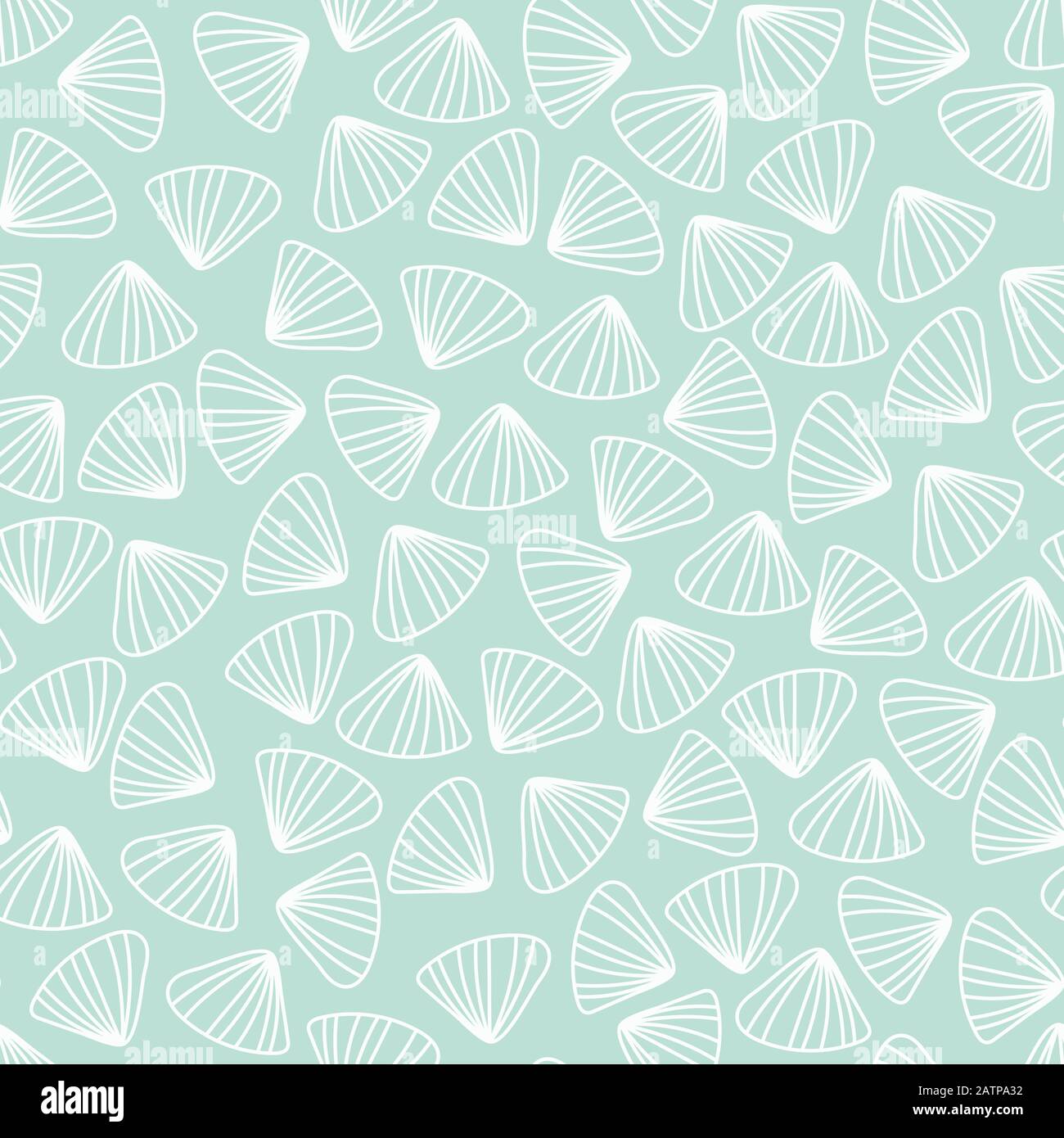 simple doodle shells seamless vector pattern on a pastel aqua blue ...