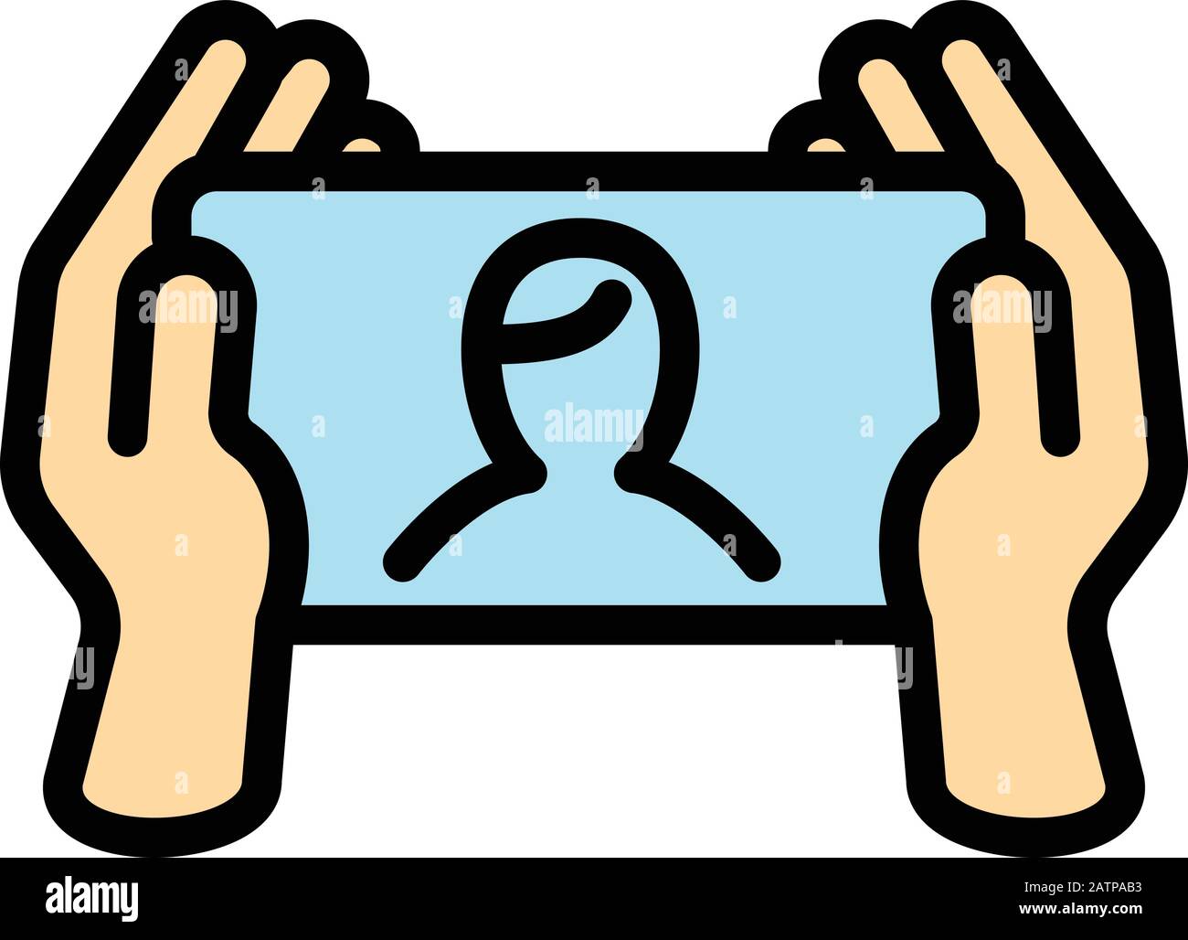 Boy make selfie icon. Outline boy make selfie vector icon for web ...