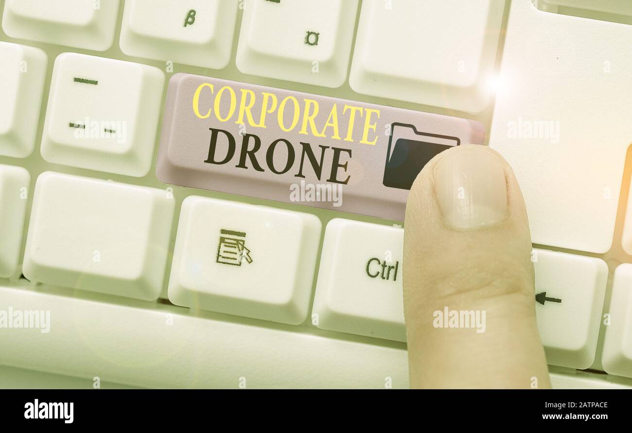 Writing note showing Corporate Drone. Business concept for unmanned ...