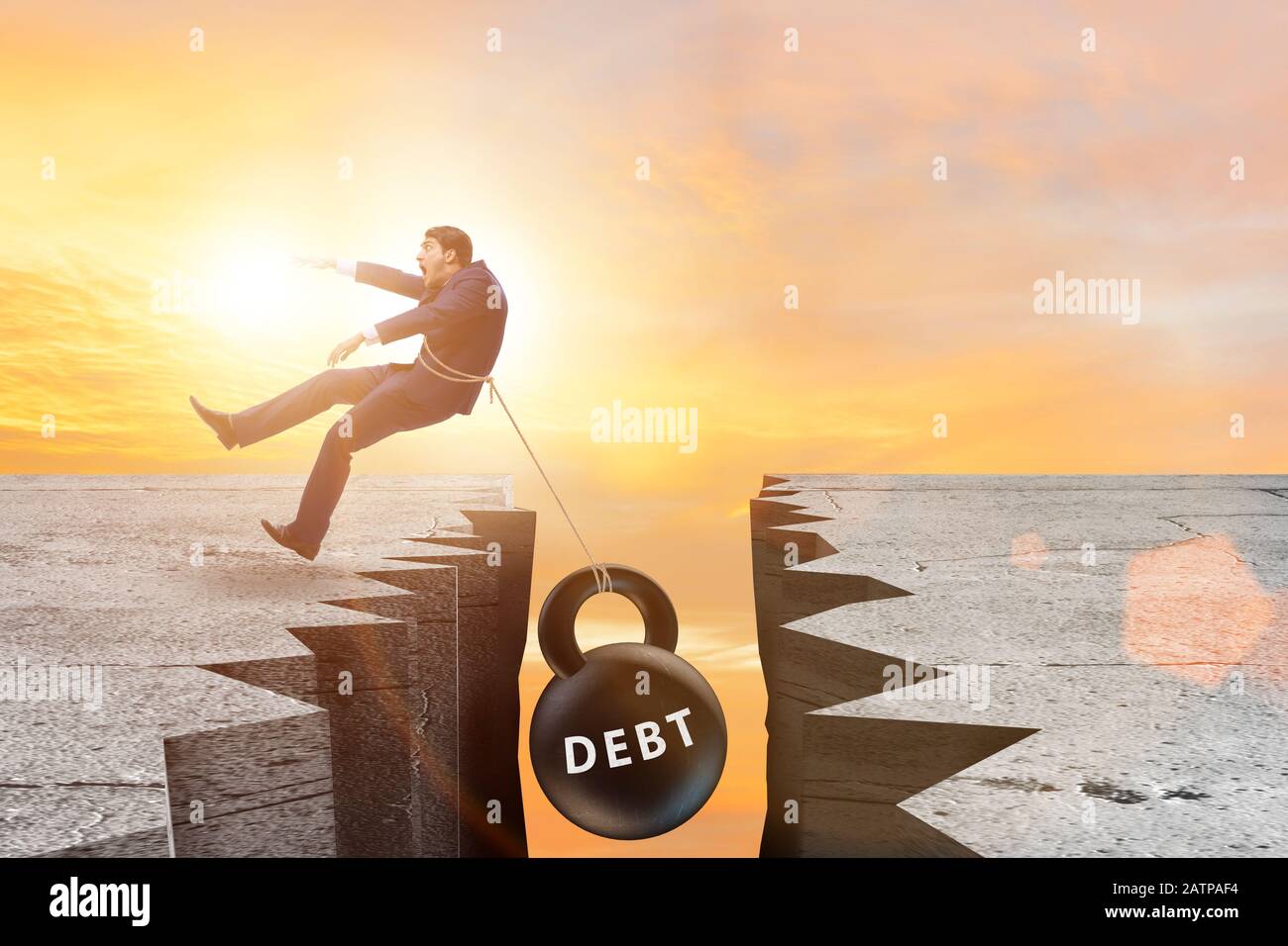 The concept of debt and load with businessman Stock Photo - Alamy