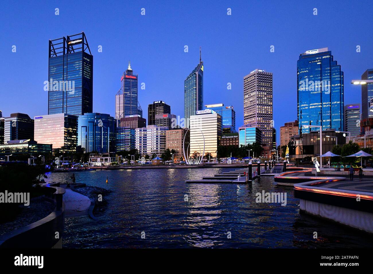 Perth, WA, Australia - November 30, 2017: Night scene with skyline on ...
