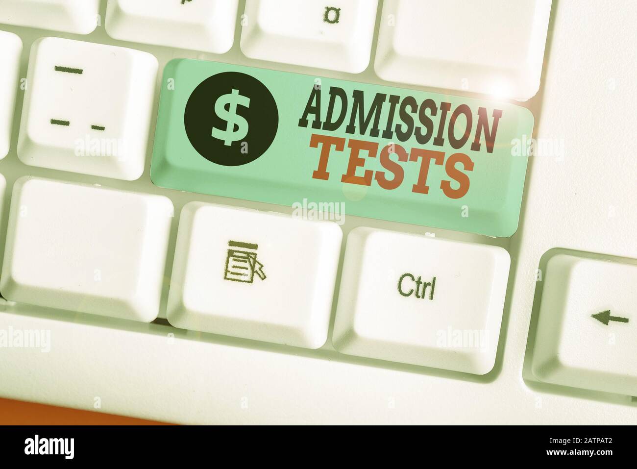 Writing note showing Admission Tests. Business concept for an exam that ...