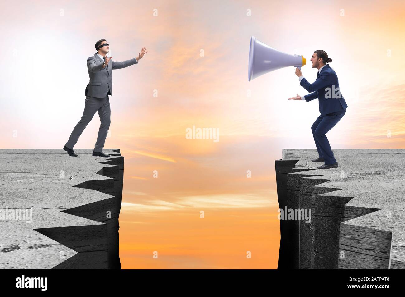 The businessman shouting with loudspeaker at others Stock Photo - Alamy