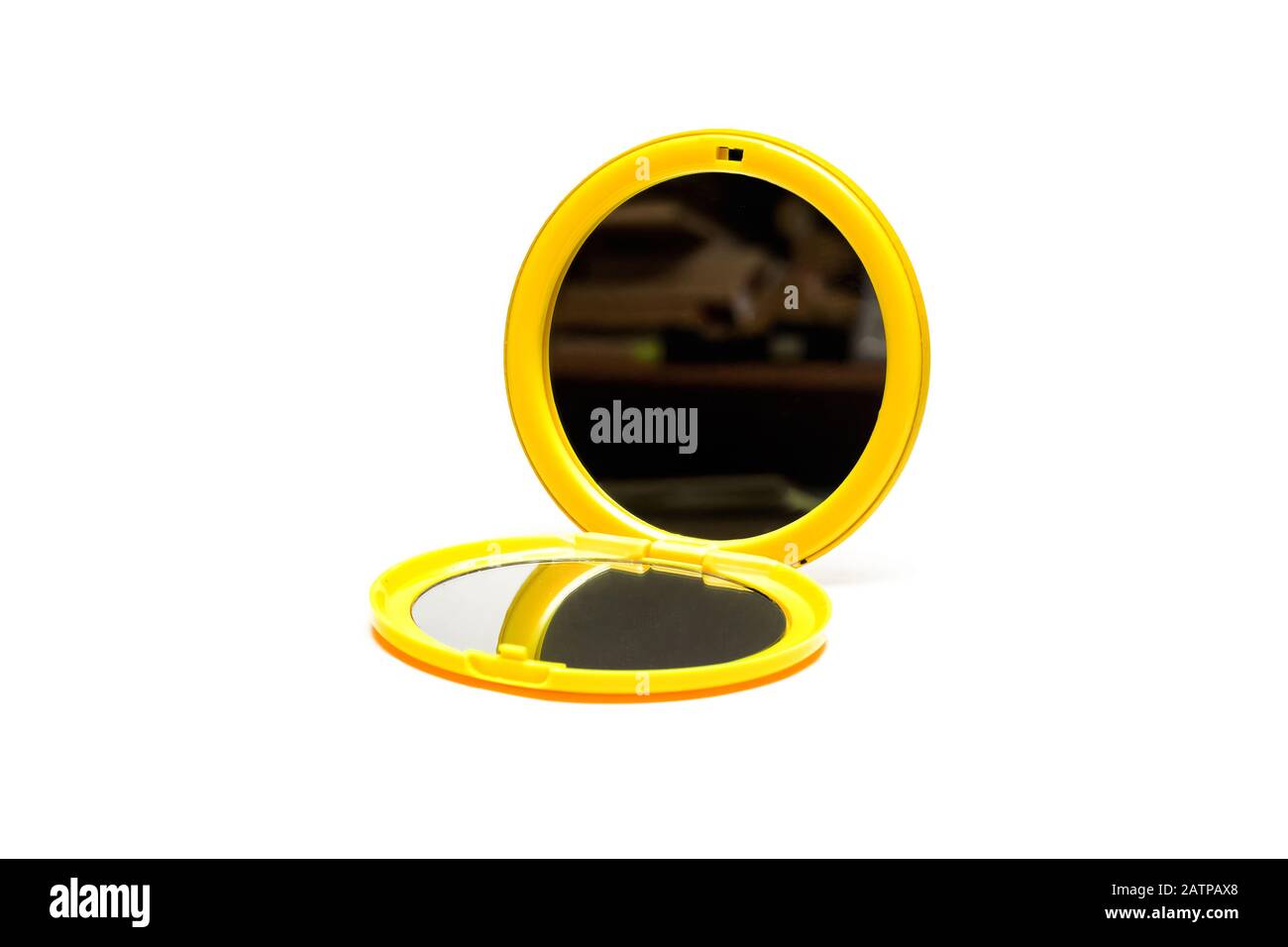 Mirror in yellow frame, isolated on white background Stock Photo - Alamy