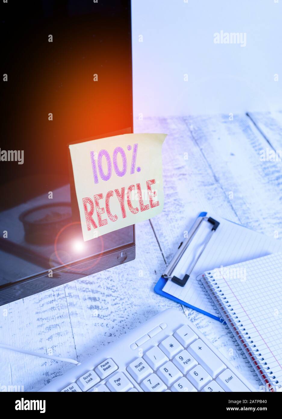 Handwriting text writing 100 Percent Recycle. Conceptual photo contains ...