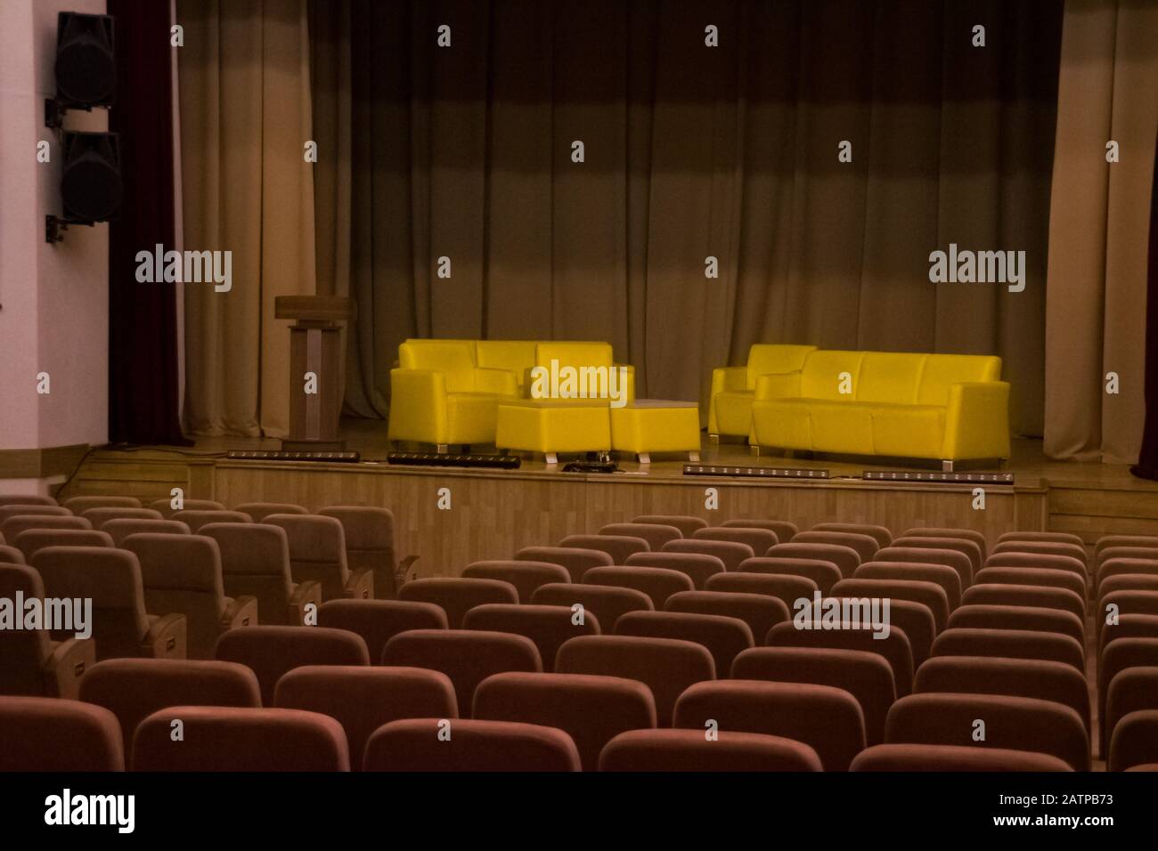 Cinema or theater hall with a stage, seats Stock Photo - Alamy