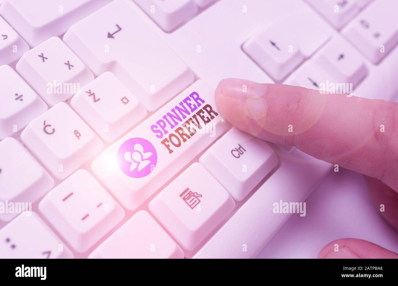 Conceptual hand writing showing Spinner Forever. Concept meaning stress ...