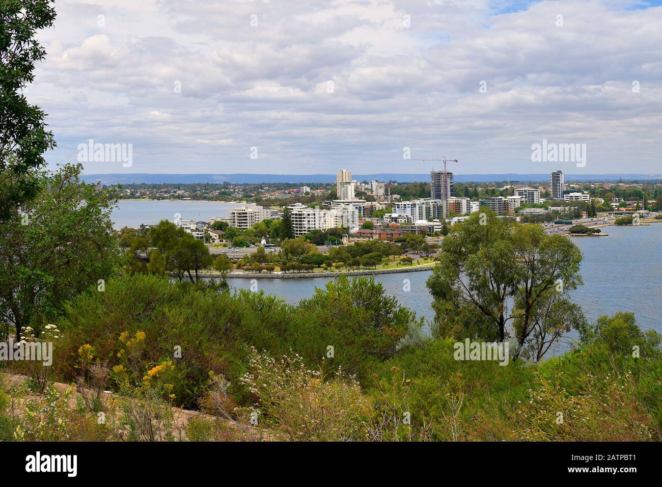 Australia, Perth, view from public Kings Park to Mills Point peninsula ...