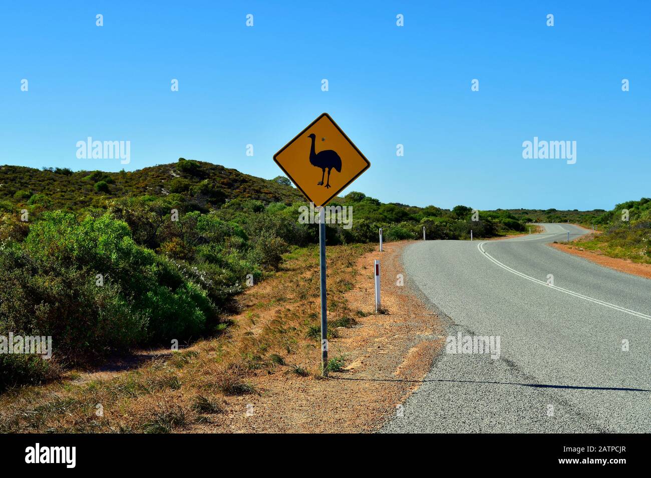 Australia, warning sign for Emu crossing Stock Photo - Alamy