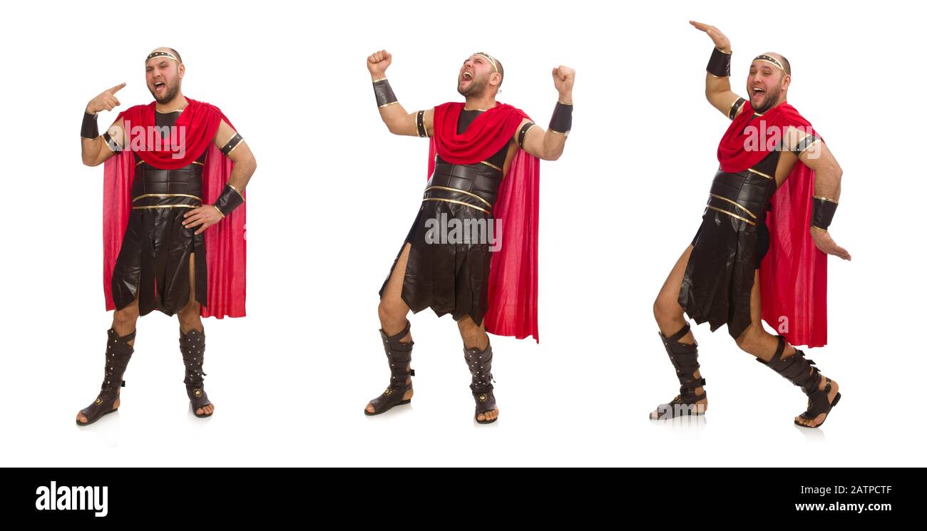 The gladiator isolated on white background Stock Photo - Alamy