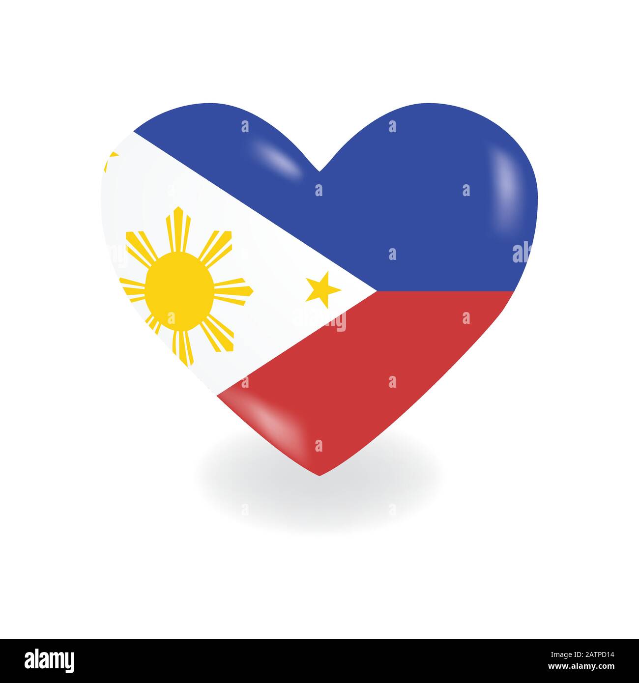 Heart with Philippines flag on a white background casts a shadow ...