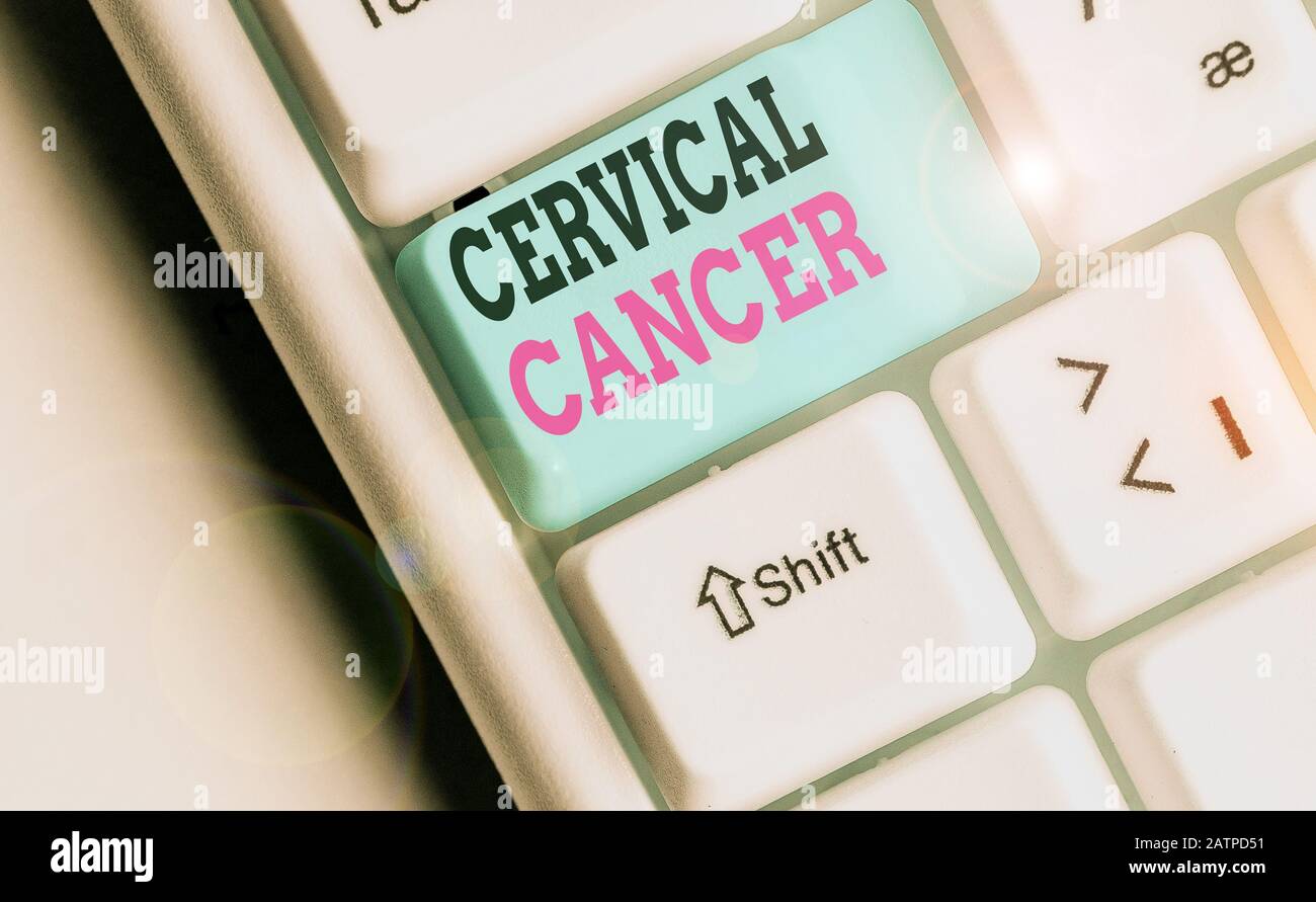 Writing note showing Cervical Cancer. Business concept for type of ...