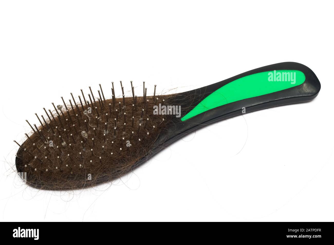 Black comb with hair, isolated on a white background Stock Photo - Alamy