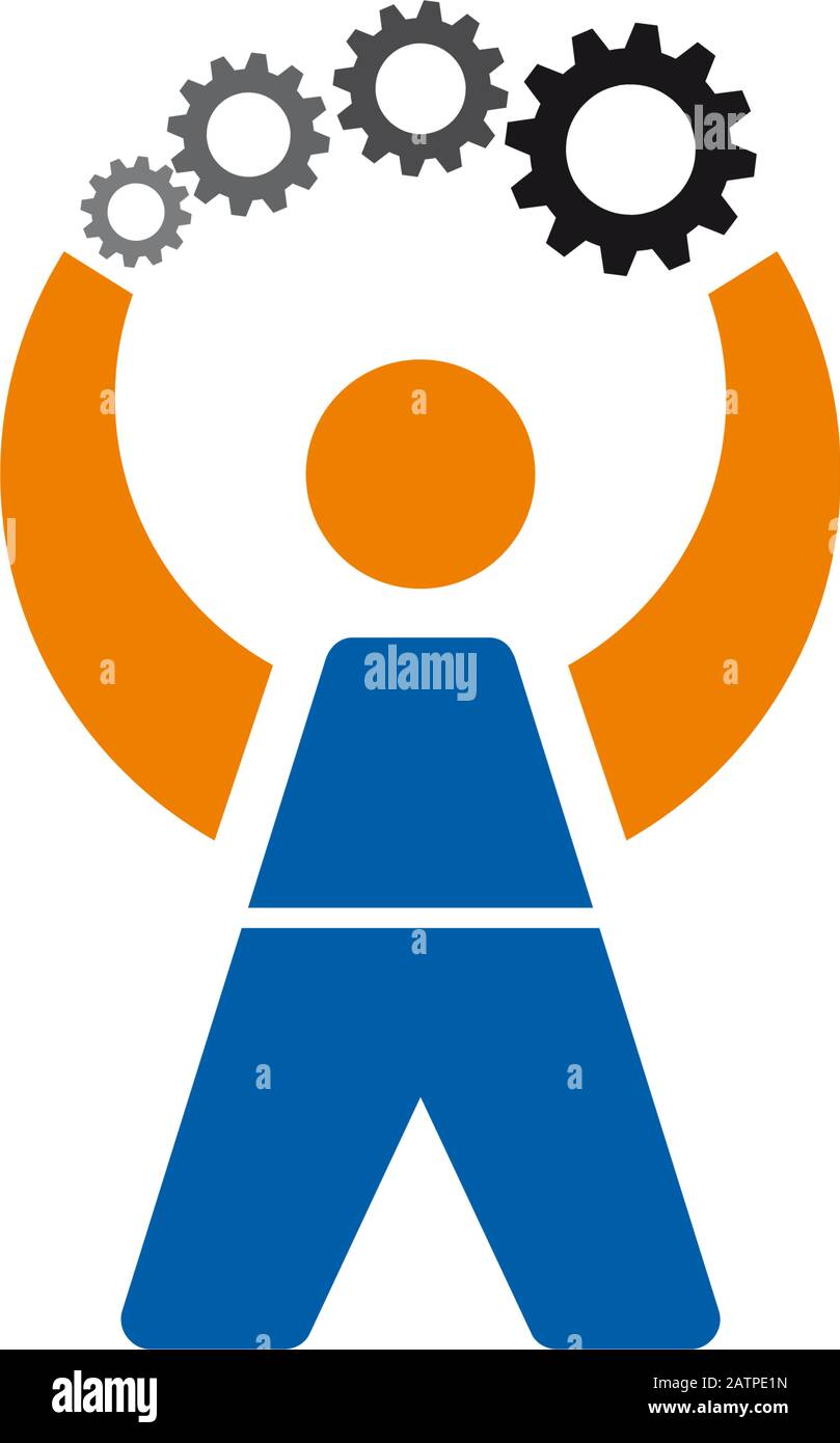 Vector sign toolmaker with gears. Ability and skill concept. Abstract ...