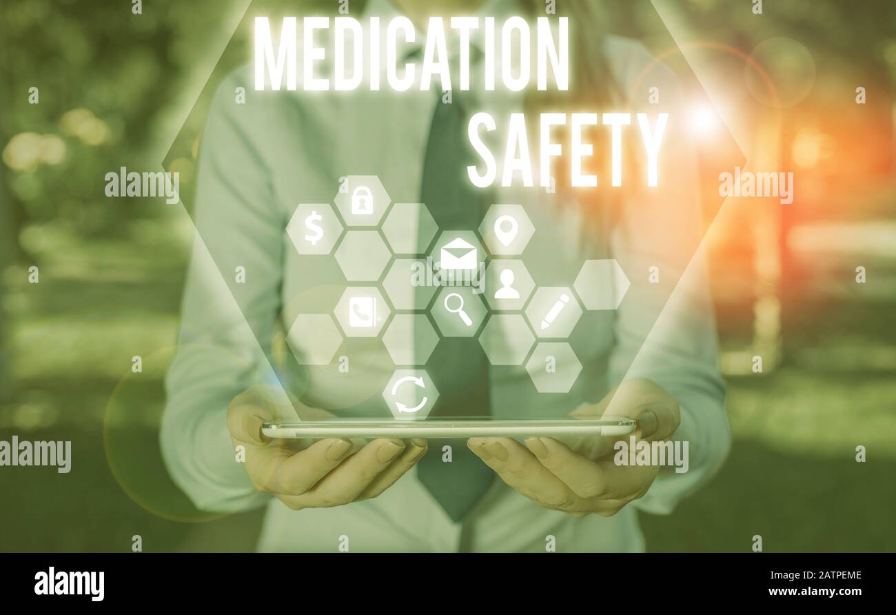 Word writing text Medication Safety. Business photo showcasing freedom ...