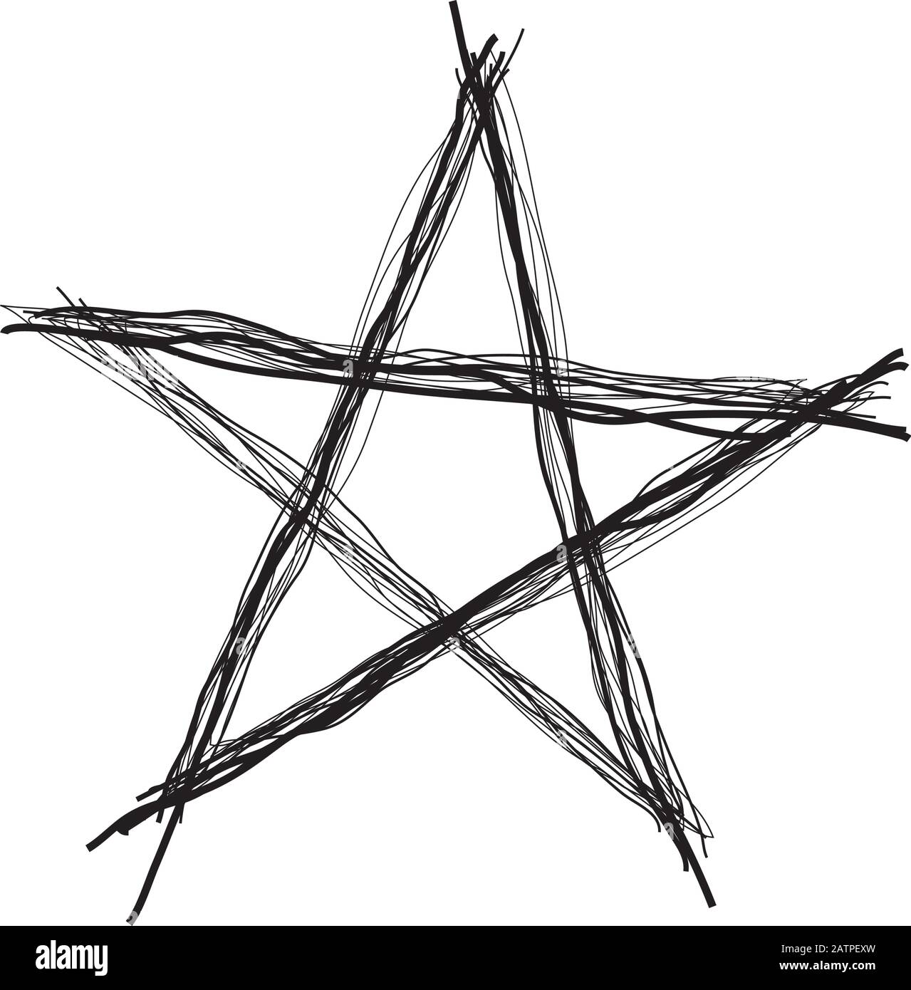 Vector design, scribbled star, handwriting in abstract shapes Stock ...