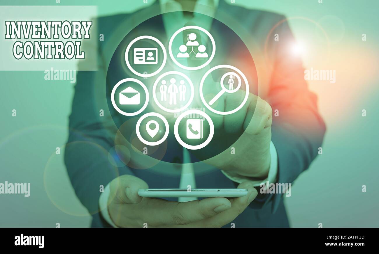 Writing note showing Inventory Control. Business concept for regulating ...