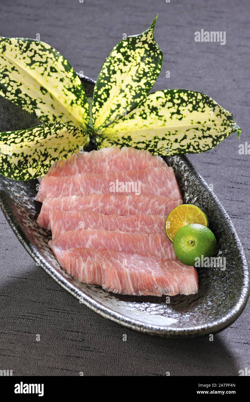 The portrait of food sliced pork Stock Photo - Alamy