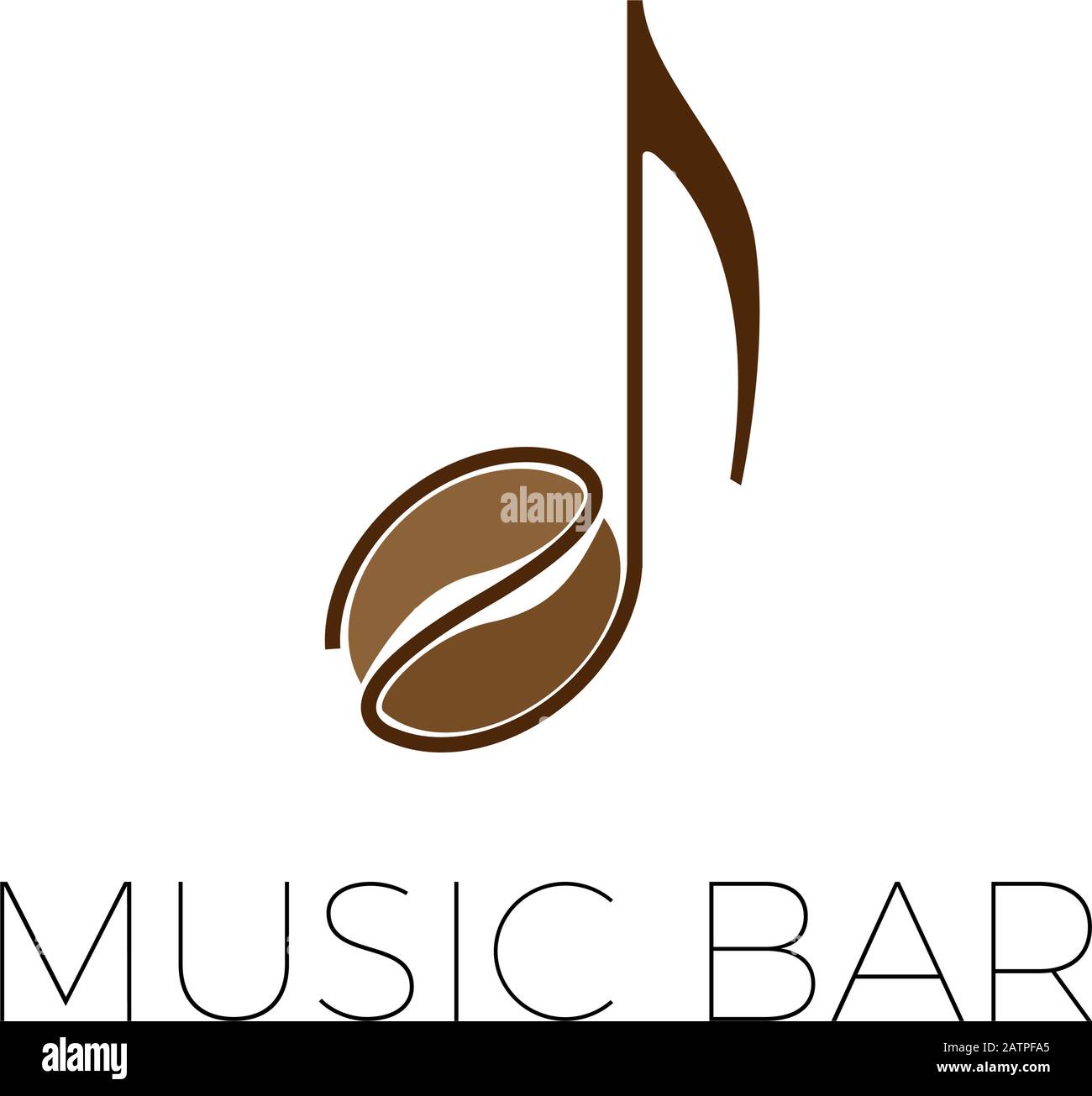 vector sign music coffee bar with bean and note Stock Vector Image ...