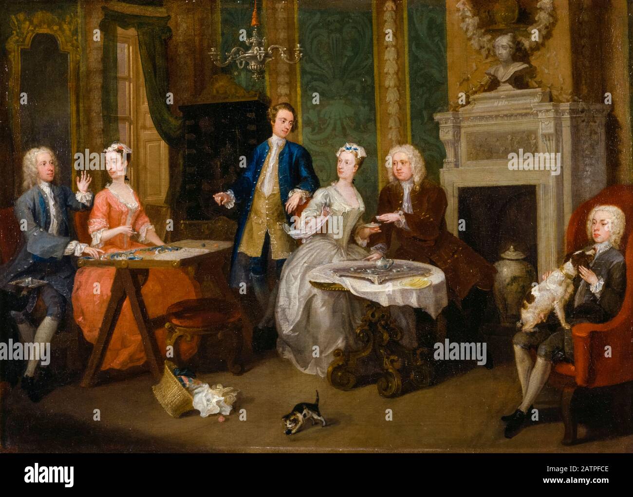 William Hogarth, Portrait of a family (A Family Party), painting, circa ...