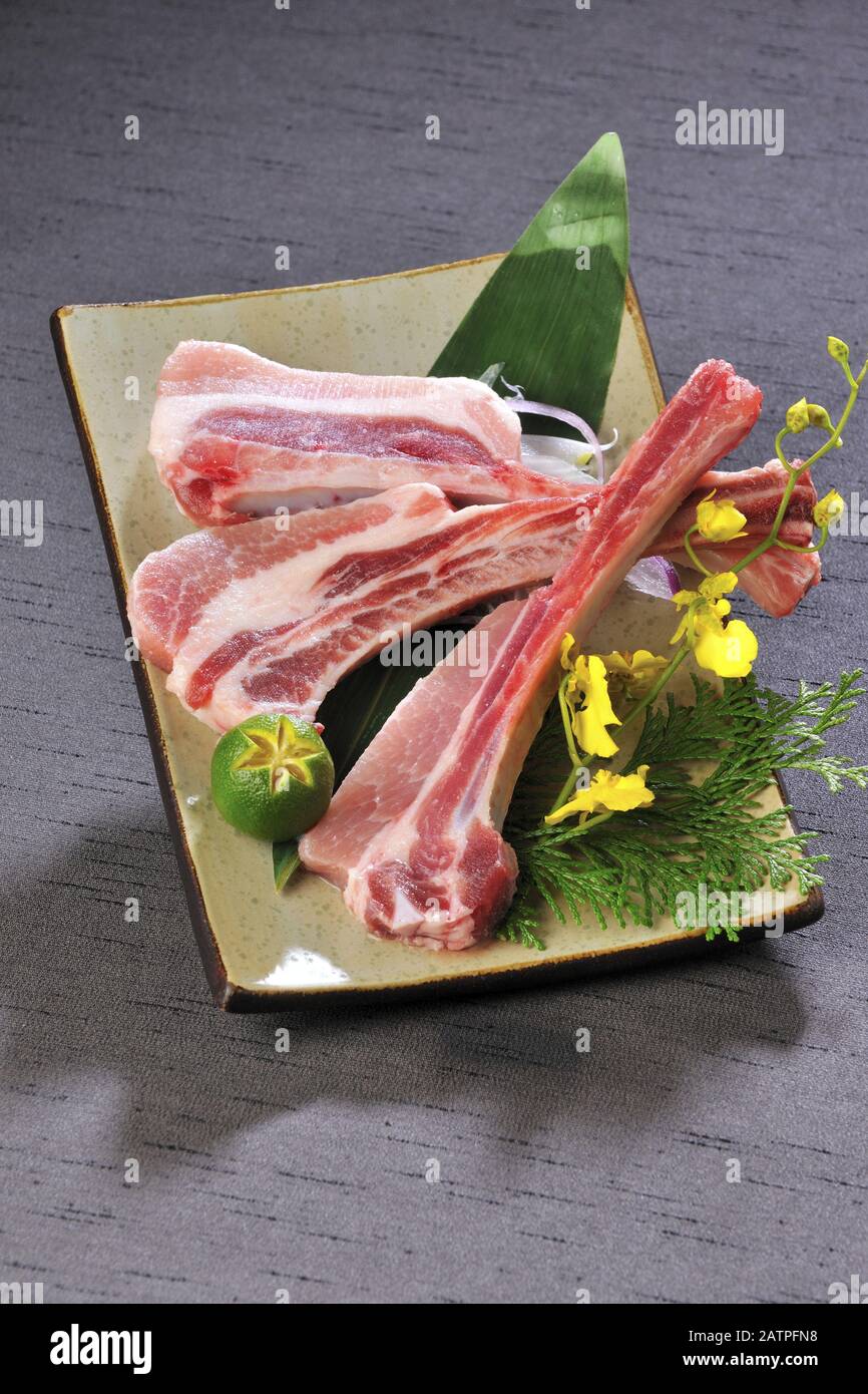 The portrait of food sliced pork Stock Photo - Alamy