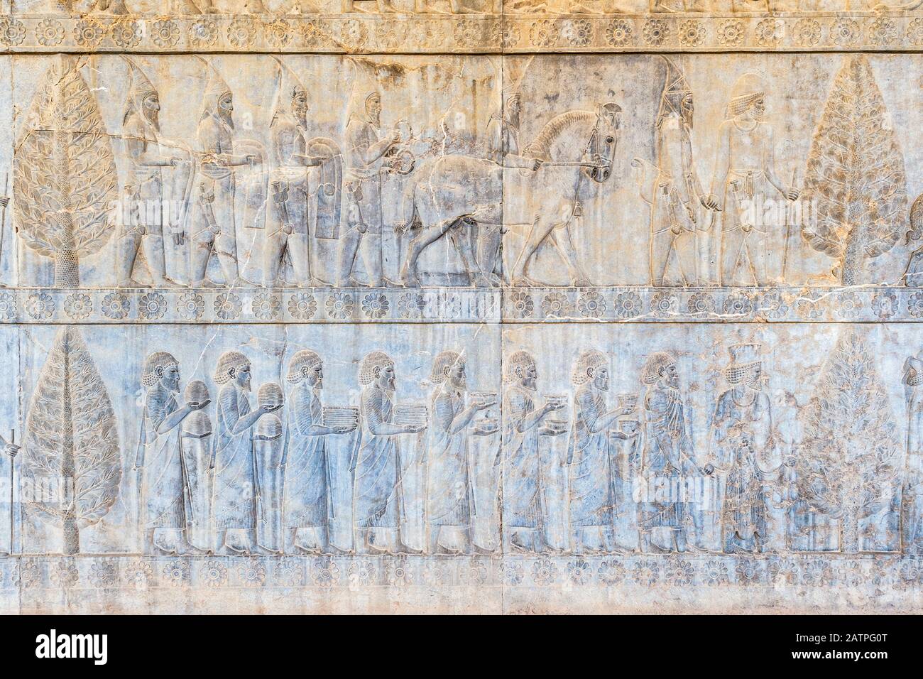 Persepolis, Apadana stairway facade, Ancient relief of the Achaemenids ...