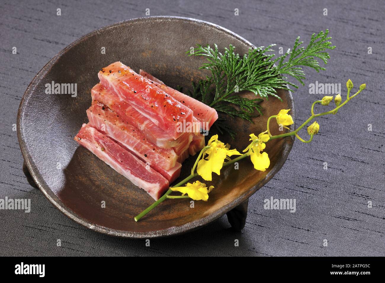 The portrait of food sliced pork Stock Photo - Alamy