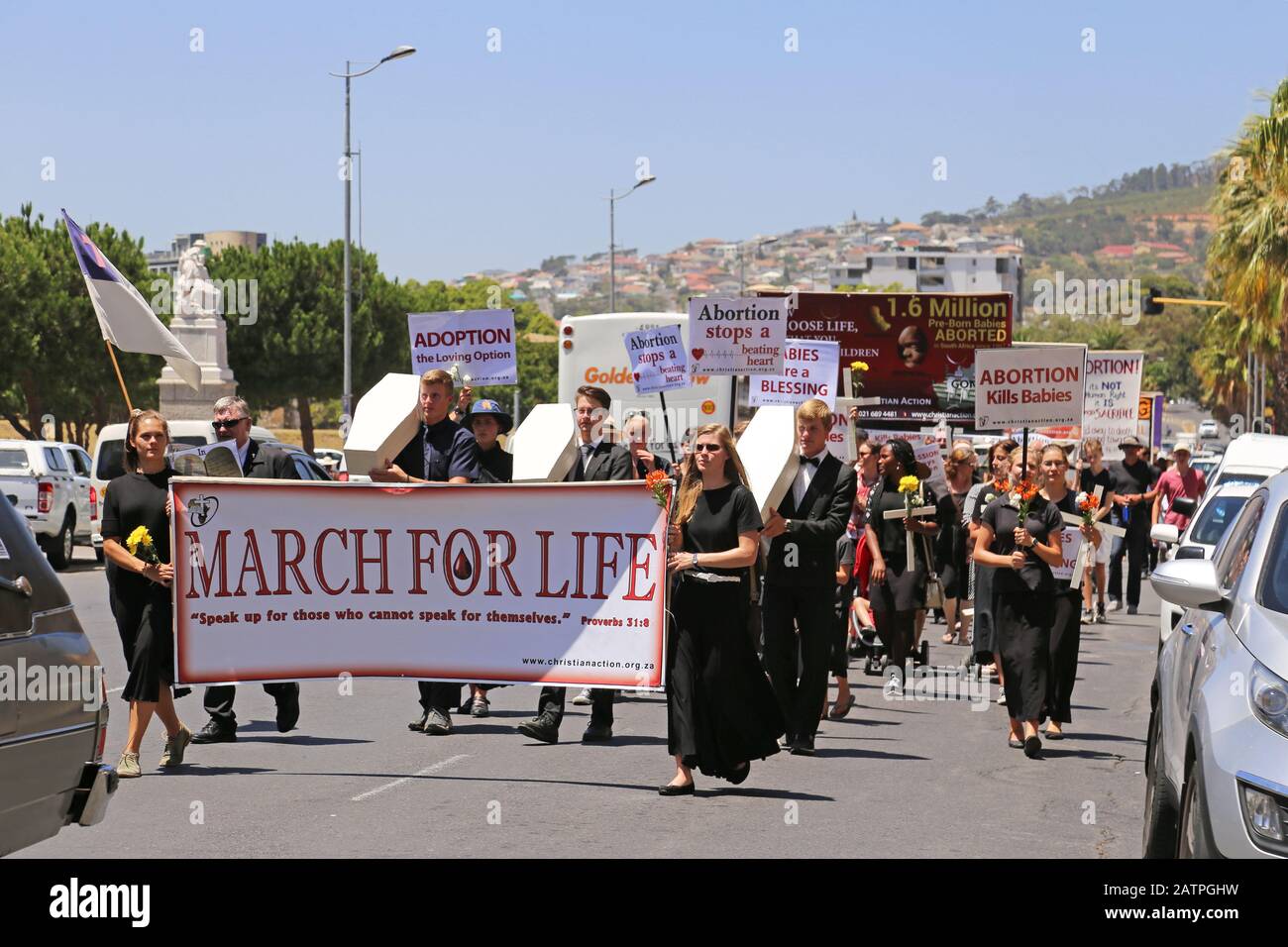Anti-abortion protest outside City Hall, Darling Street, Central ...
