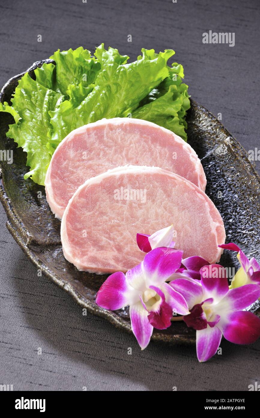 The portrait of food sliced pork Stock Photo - Alamy