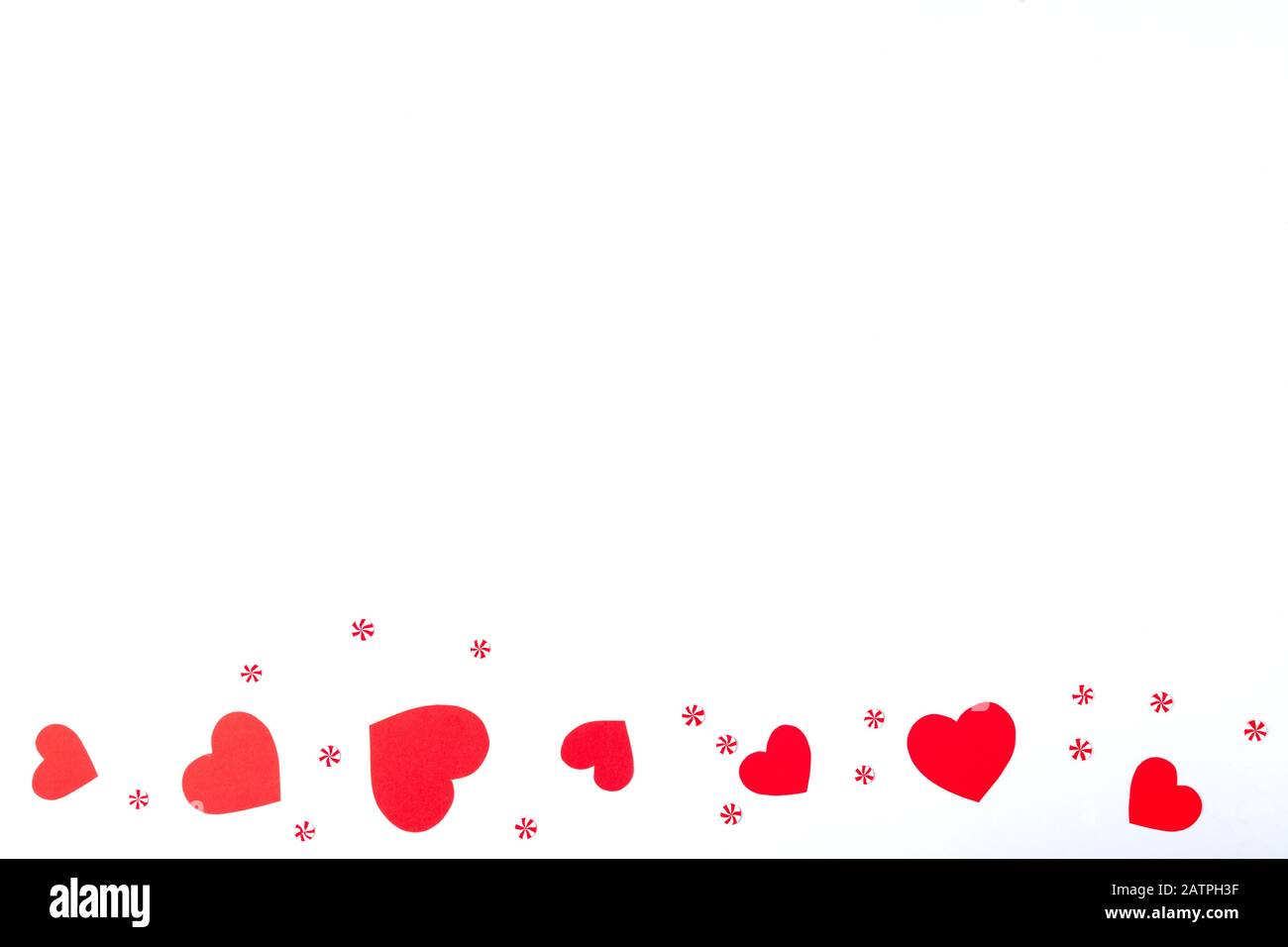 Red paper hearts isolated on white background, paper art copy space ...