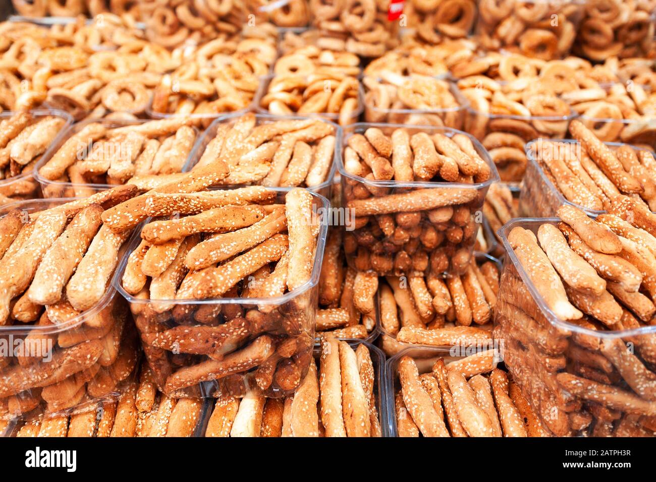 Bread sticks packaged in trays Stock Photo - Alamy