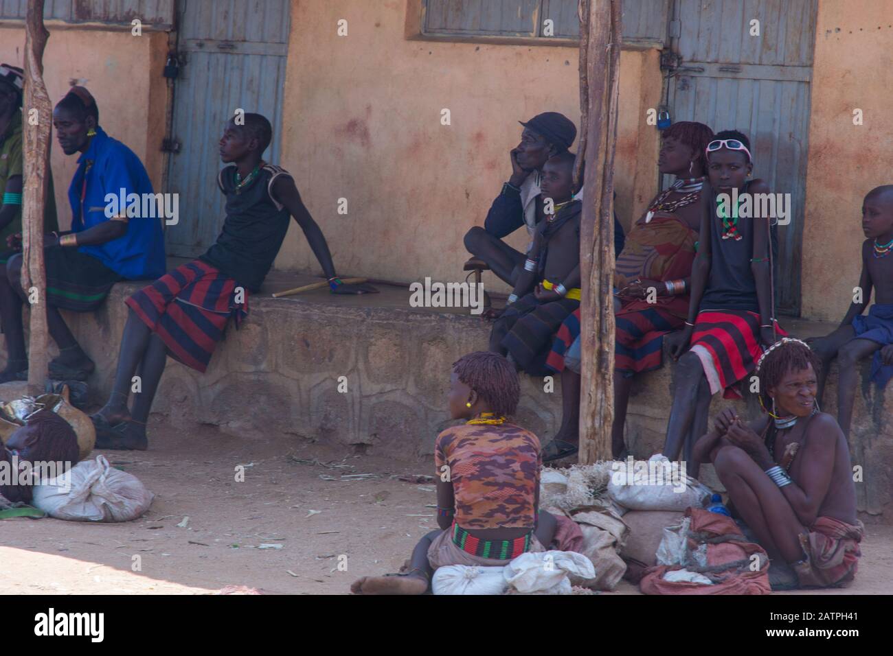 Turmi, Ethiopia - Nov 2018: Local market of Hamer tribe in Turmi ...