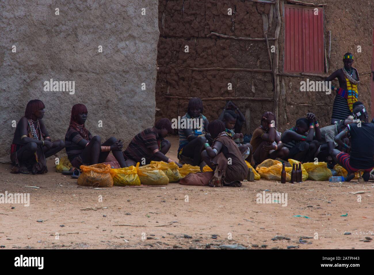 Turmi, Ethiopia - Nov 2018: Local market of Hamer tribe in Turmi ...