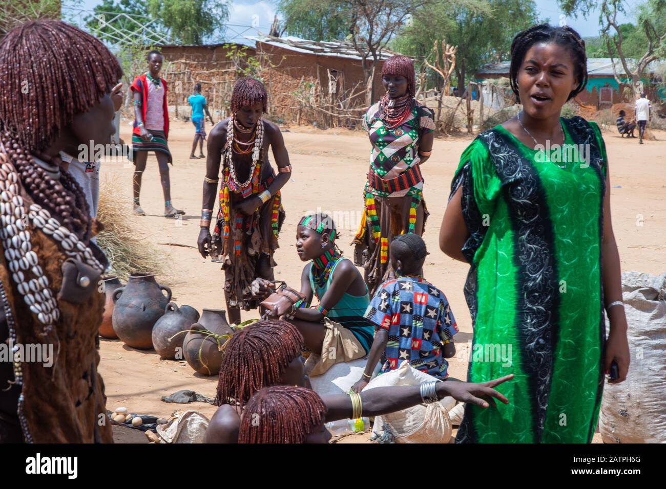 Turmi, Ethiopia - Nov 2018: Local market of Hamer tribe in Turmi ...