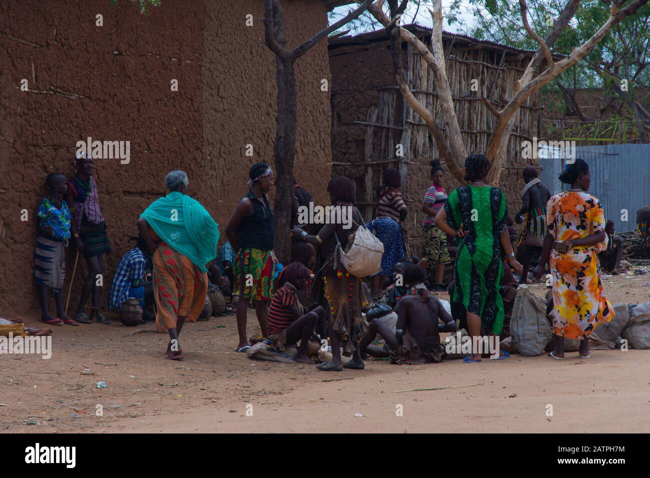 Turmi, Ethiopia - Nov 2018: Local market of Hamer tribe in Turmi ...