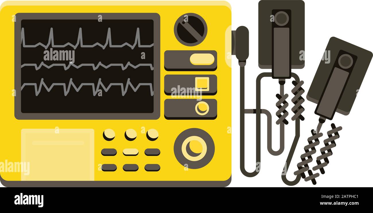 Yellow defibrillator Stock Vector Images - Alamy
