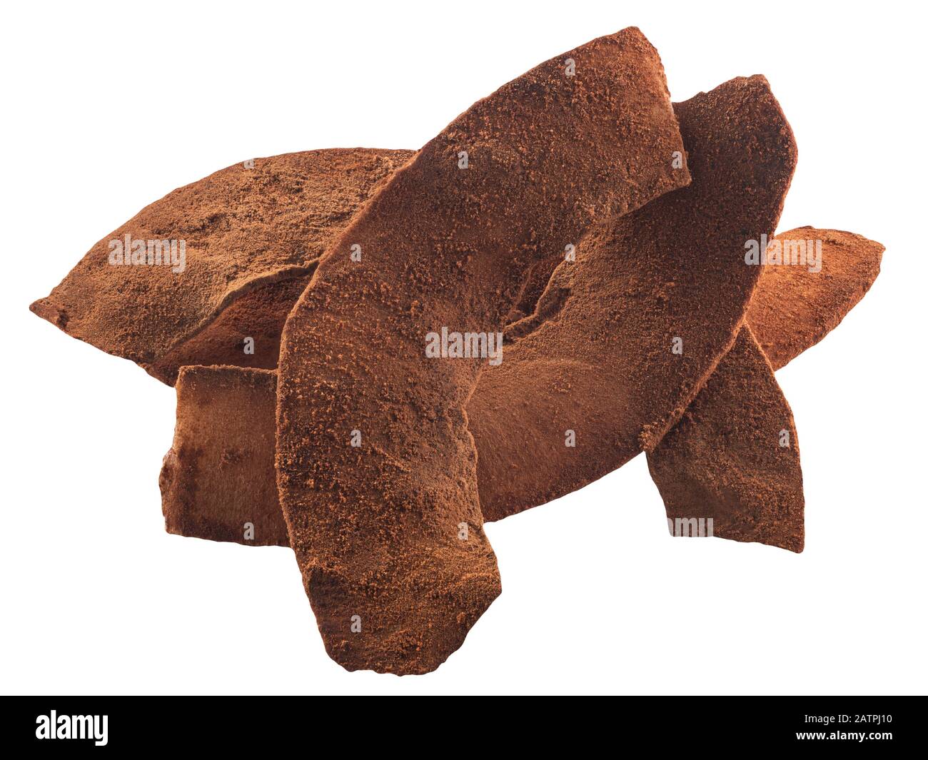 Chocolate coated Coconut chips or dried flakes of kernel meat covered ...