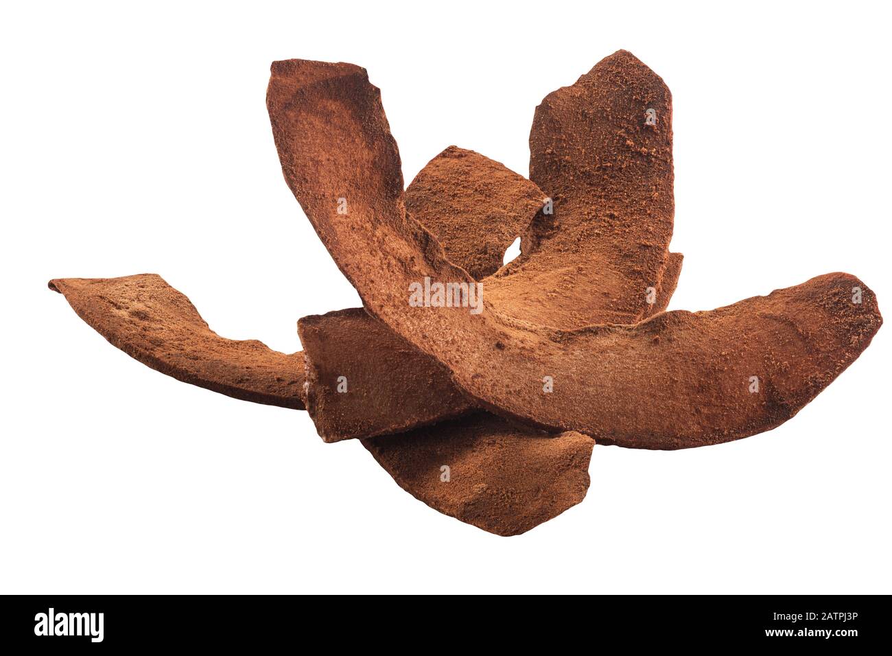 Chocolate coated Coconut chips or dried flakes of kernel meat covered ...