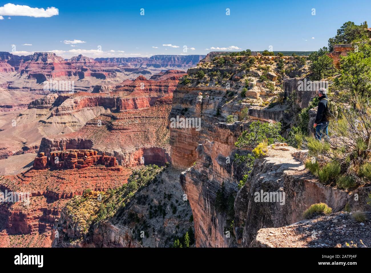 Tourist near the edge taking in the views of the Grand Canyon from ...