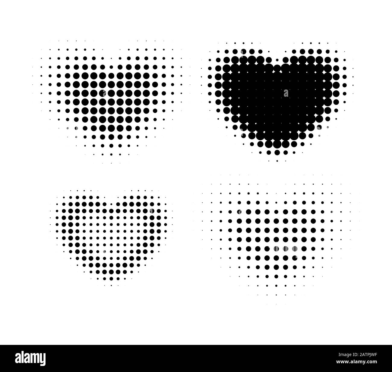 Halftone vector hearts on white background. Set of Simple shapes for ...