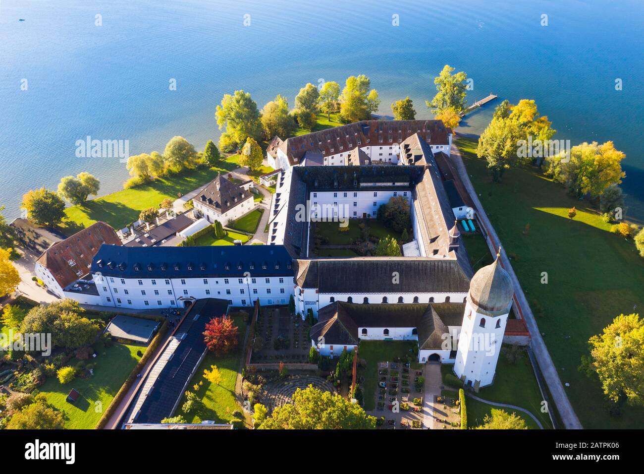 Benedictine monastery Frauenwoerth on Fraueninsel, Frauenchiemsee ...