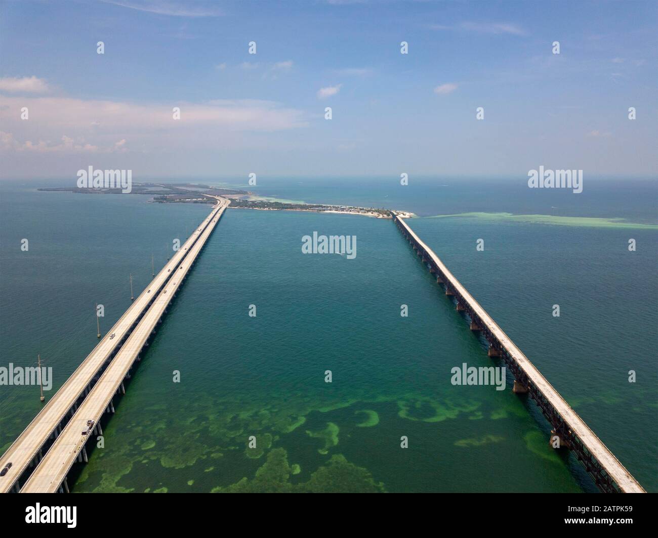 Overseas Highway and Old Bahia Honda Bridge, Summerland, Florida Keys ...
